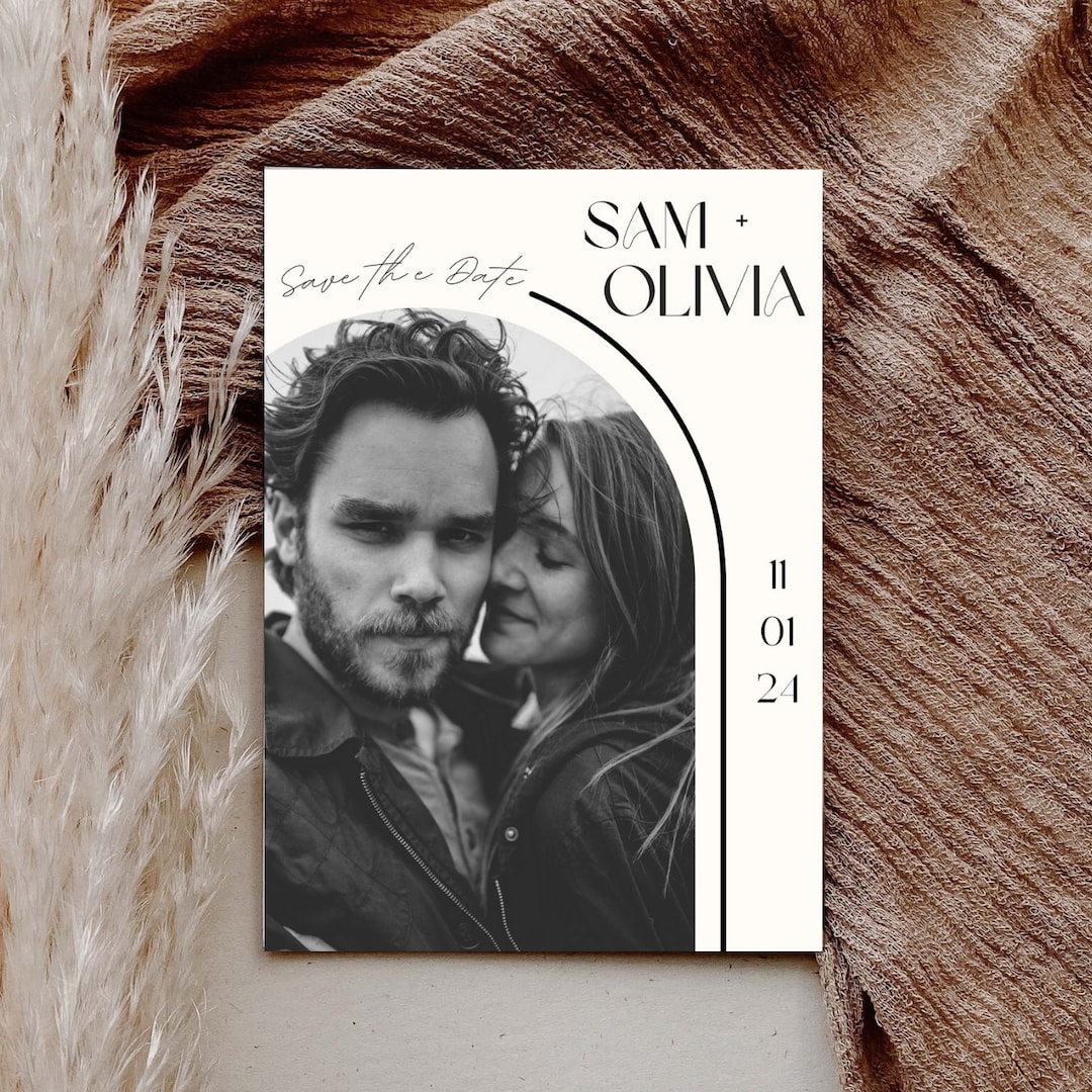 Minimalist Save The Date Template Photo Save The Date Invite Etsy