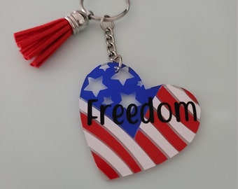 American Flag Patriotic Keychain Independence Day 4th of - Etsy