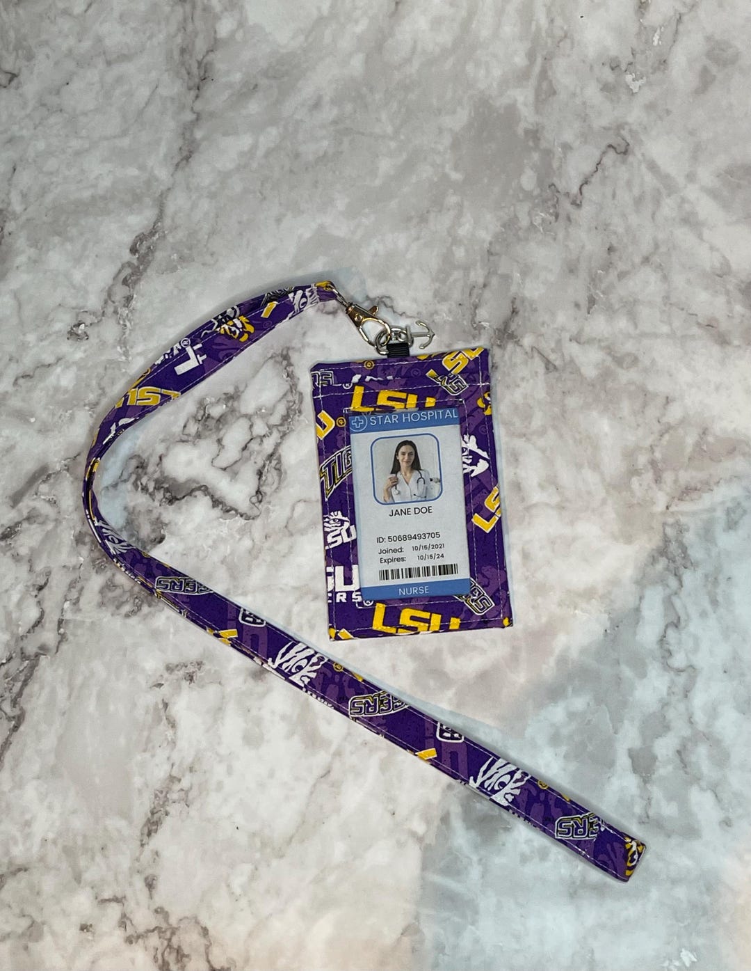 LSU, Louisiana State Badge Holder W/lanyard - Etsy