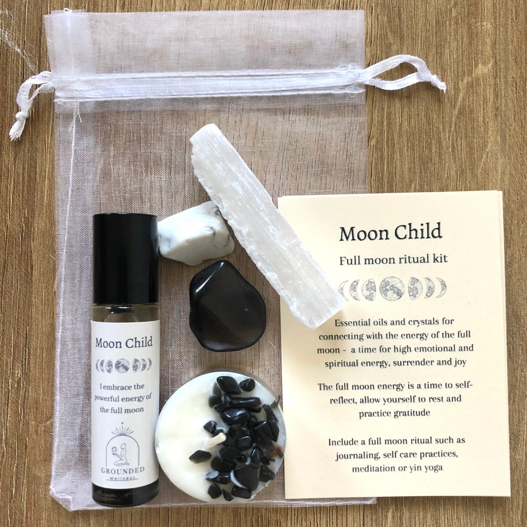 Full Moon Ritual Moon Child Gift Set | Crystals | Essential Oils ...