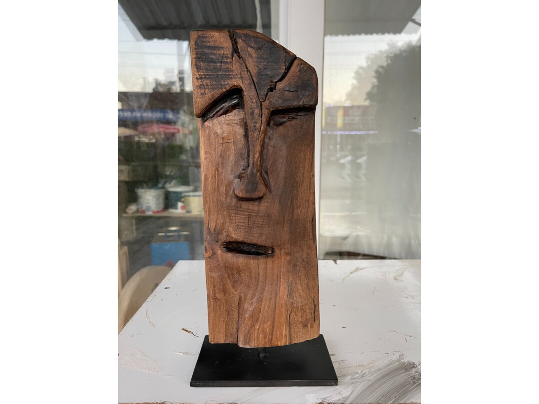 Wooden Greek Sculpture, Brown Weird Sculpture, Totem Abstract Sculpture ...