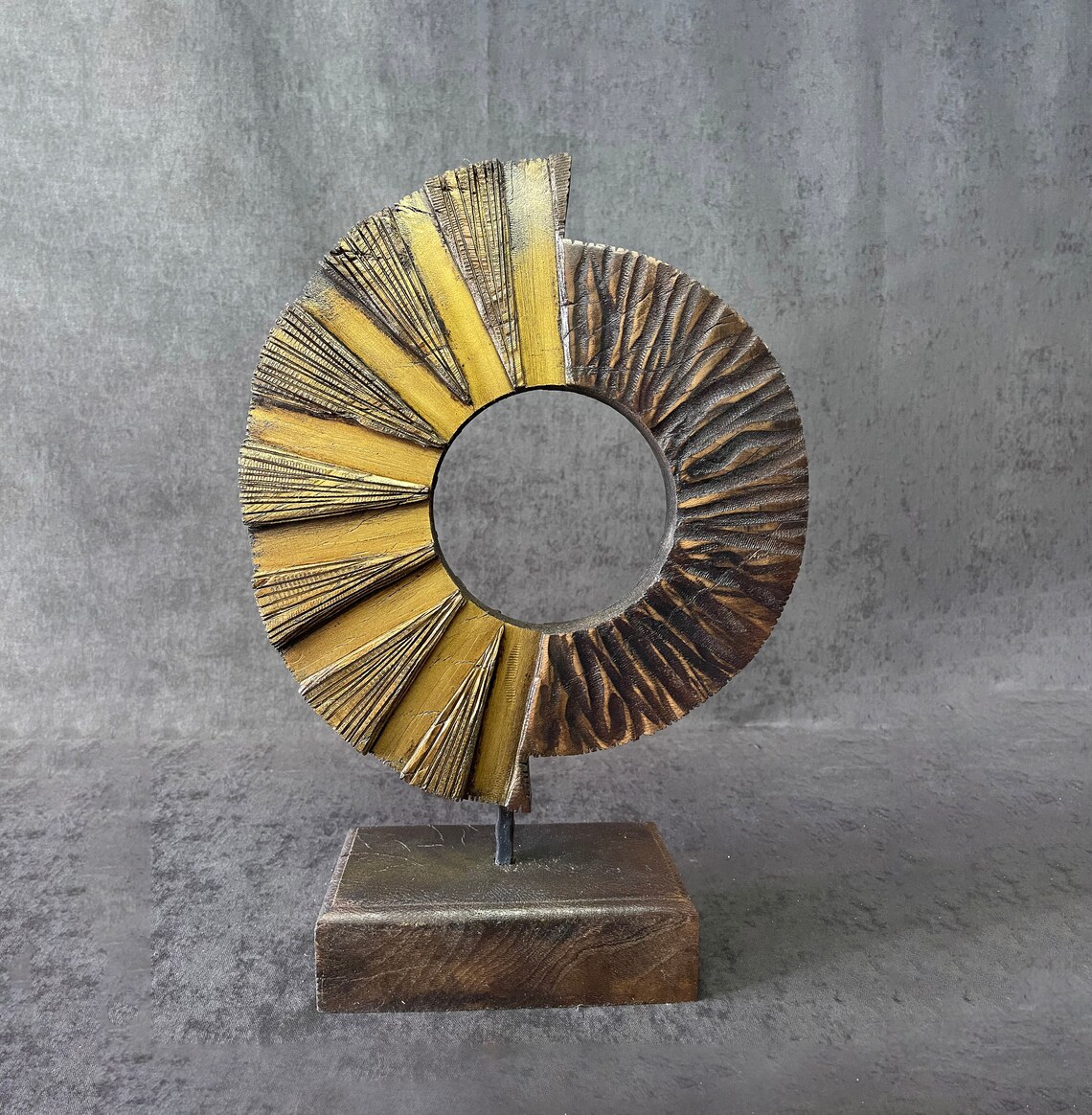Abstract Art Wooden Sculpture Sun Simbol Sculpture in the - Etsy