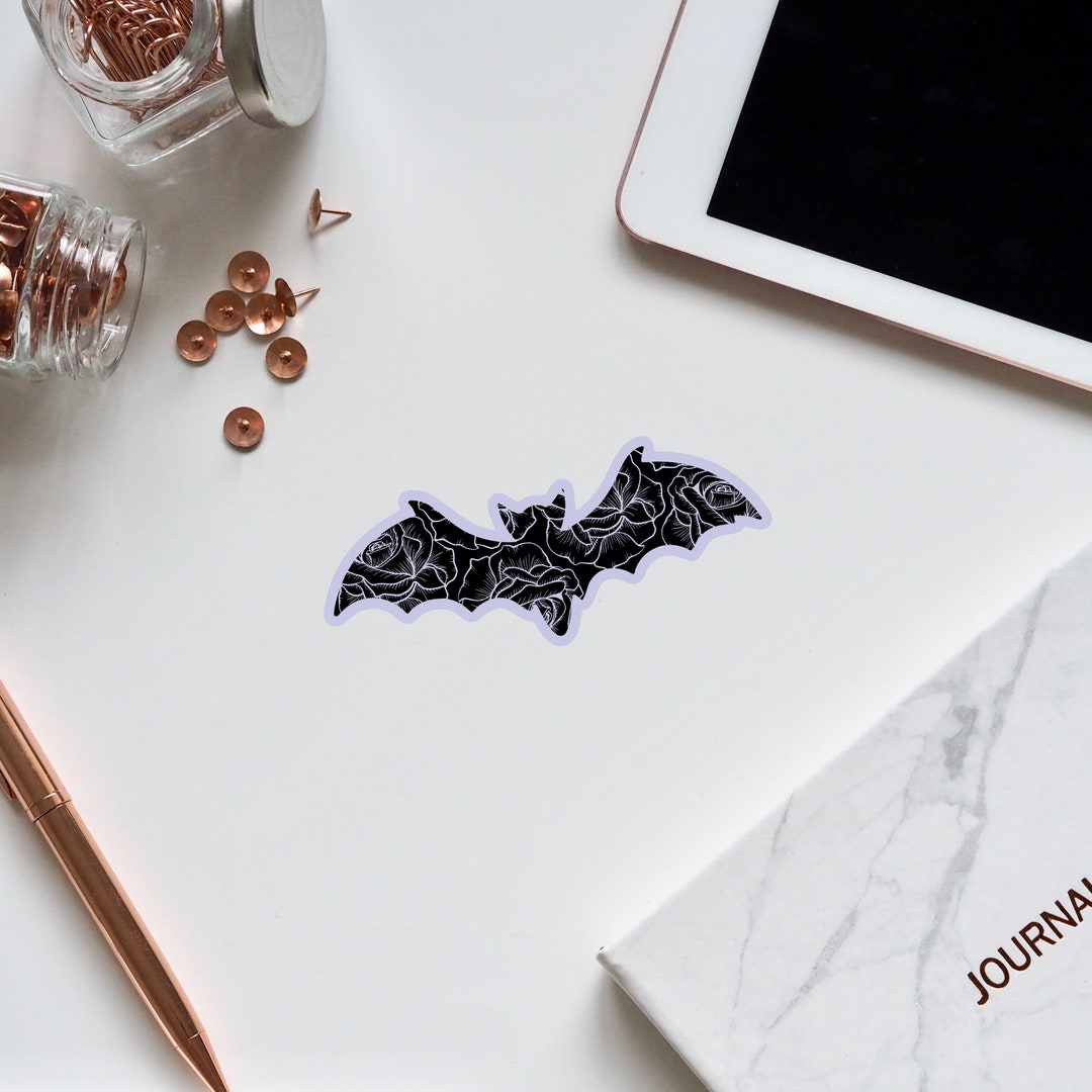 Floral Bat Vinyl Sticker, Halloween Sticker - Etsy