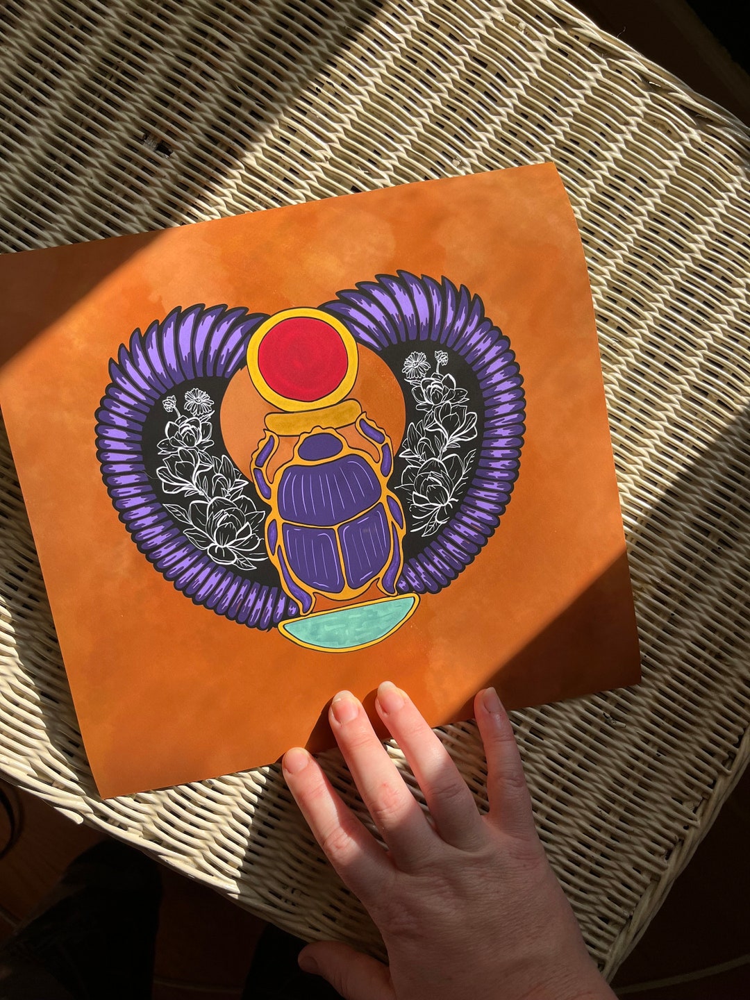 Scarab Art Print Egyptian Art Scarab Good Luck Egyptian Scarab Beetle ...