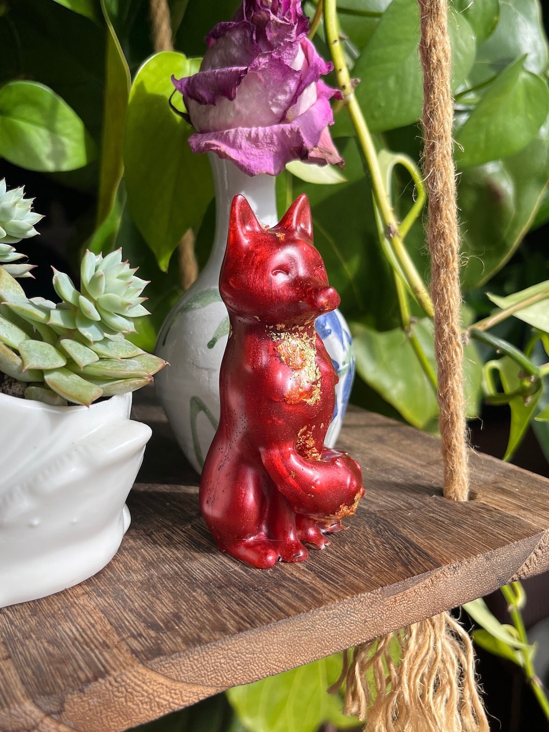 Red Resin Fox Statue Fox Sculpture, Fox Animal Statue, Resin Animal ...