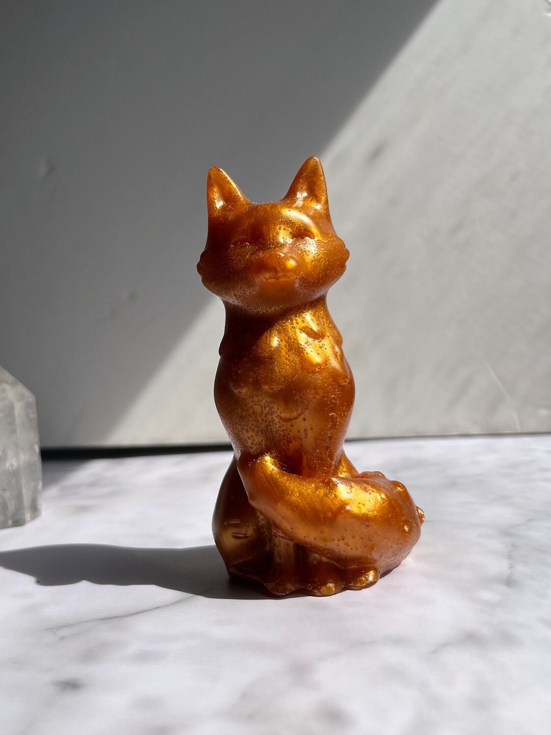 Gold Resin Fox Statue Fox Sculpture, Fox Animal Statue, Resin Animal ...