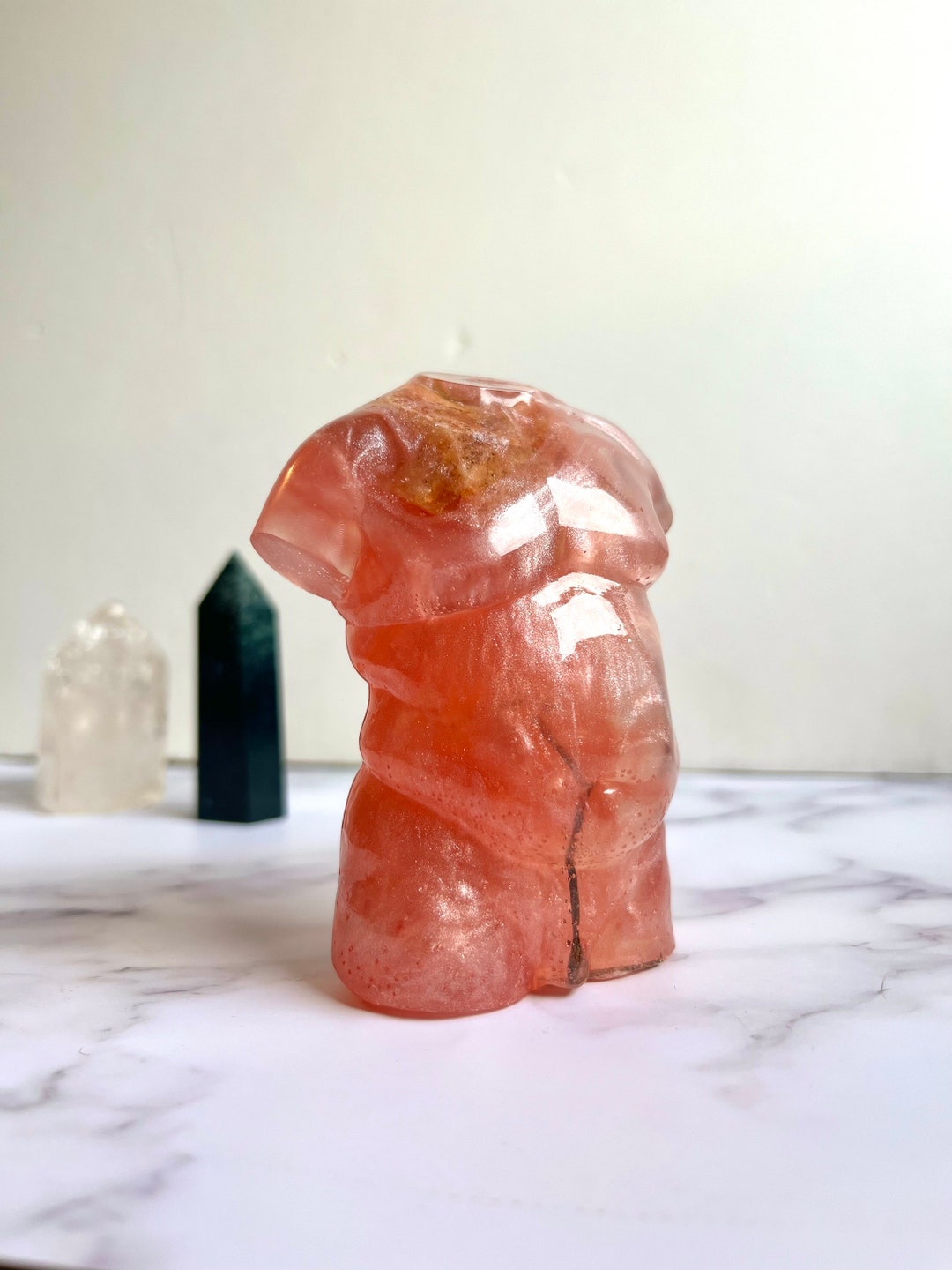 Pink Resin God Statue plus Size Sculpture, Dad Bod, Male Form Statue ...