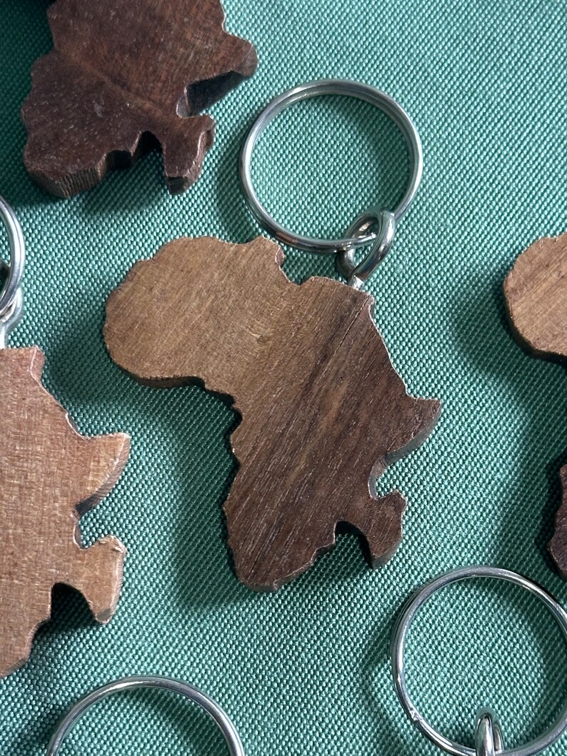 African Carved Wood Keychain: African Continent (one Included in Order ...