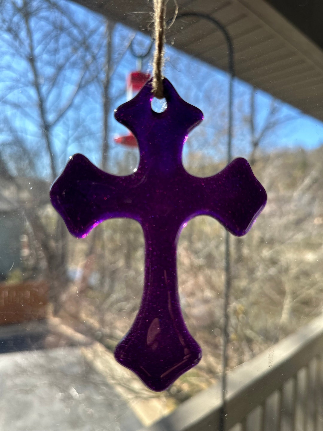 Fused Glass Cross: Small Transparent Cross, Violet - Etsy