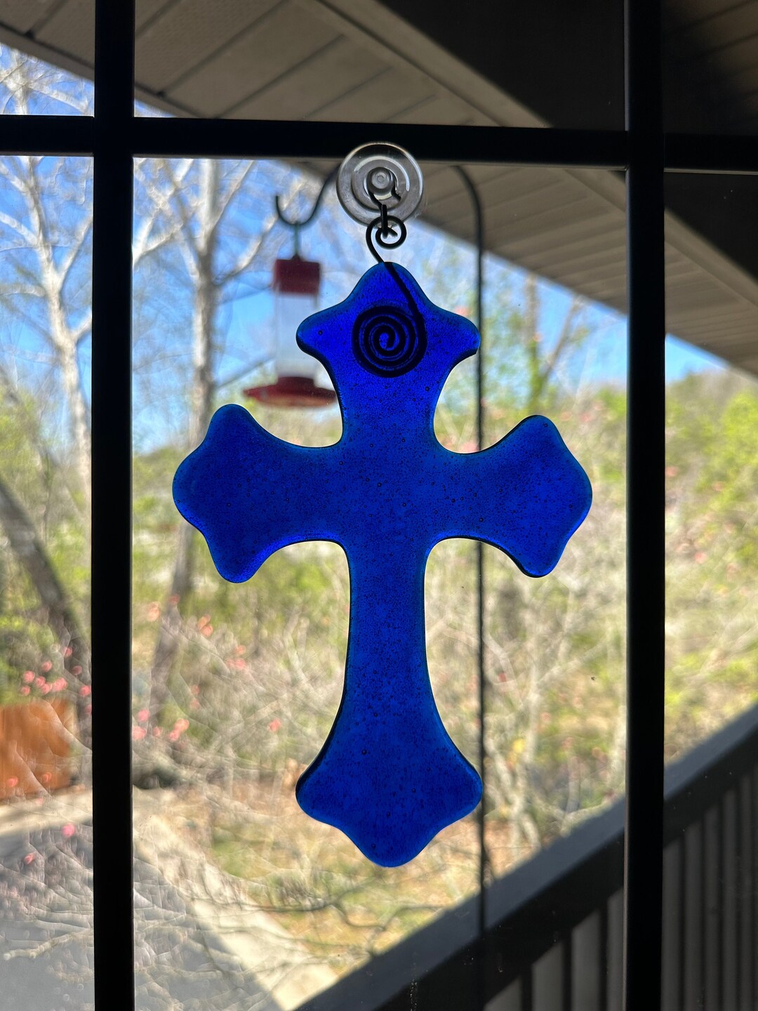 Fused Glass Cross: Large Transparent Cross, True Blue - Etsy