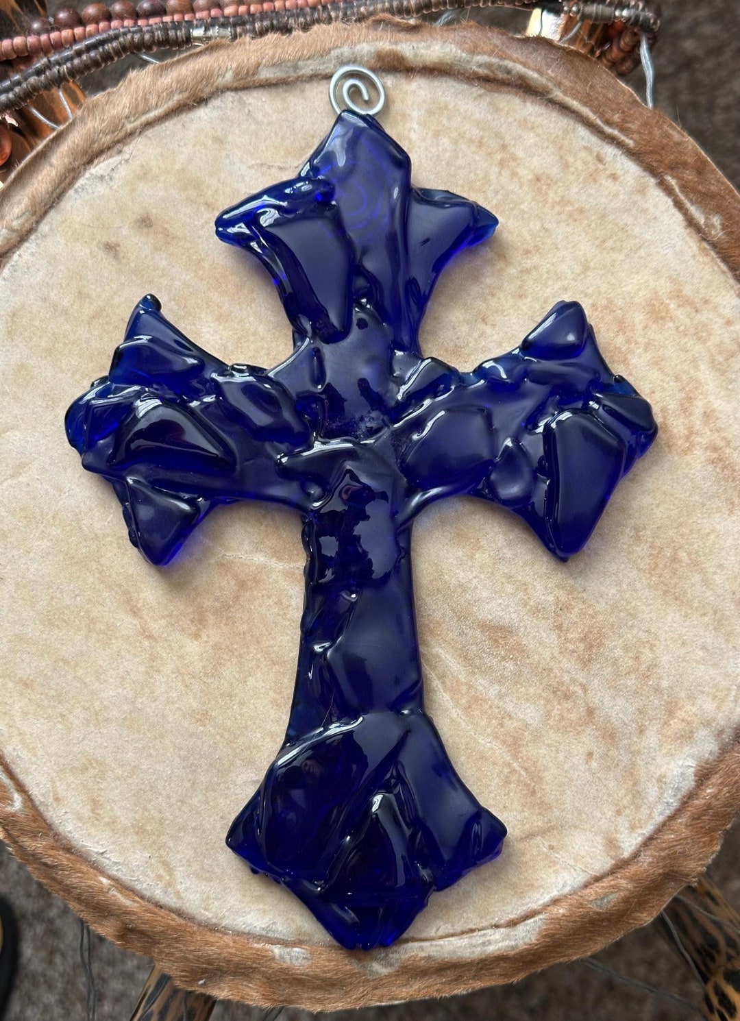 Reborn Glass: Fused Glass Cross, Blue (6" X 9") - Etsy