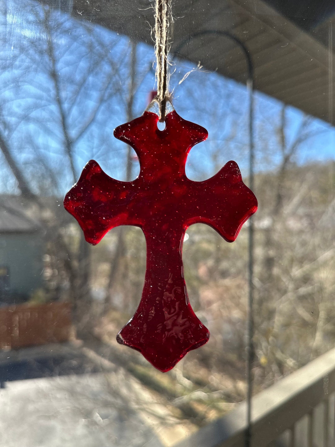 Fused Glass Cross: Small Transparent Cross, Red/clear - Etsy
