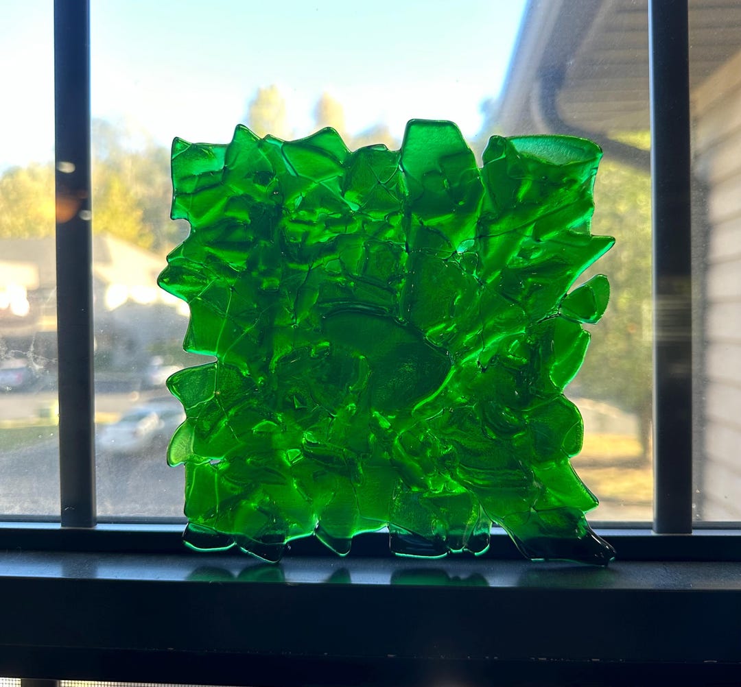 Reborn Glass: Recycled Glass Art Plate (green) 6.5 X 6.5” - Etsy