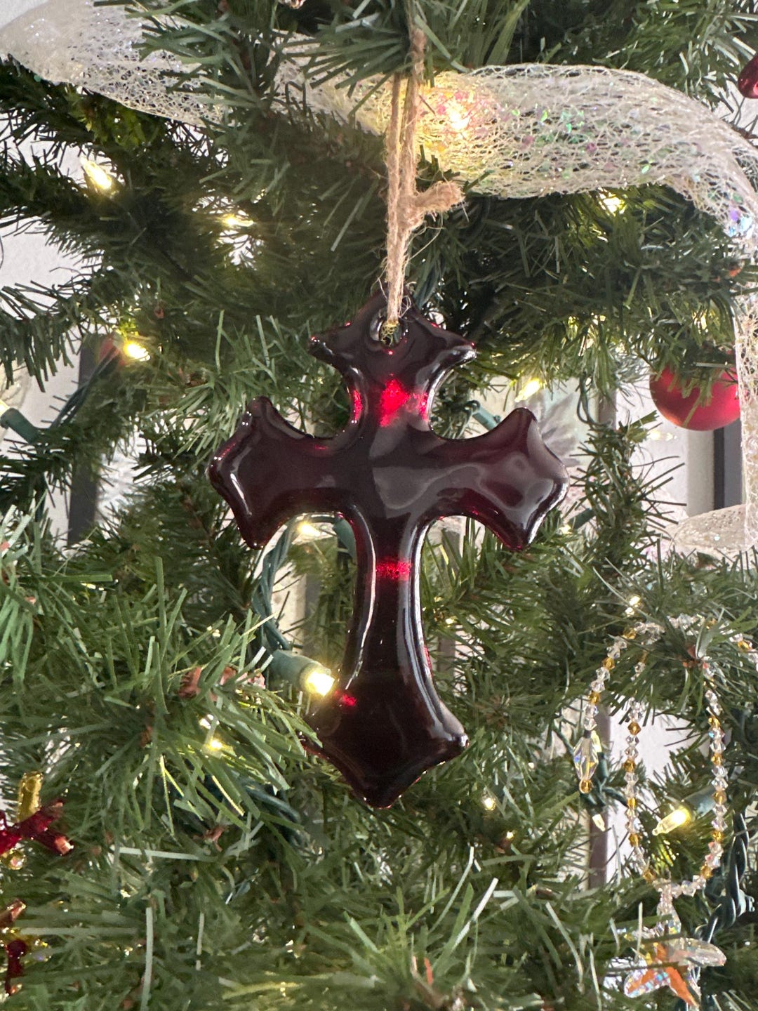 Fused Glass Cross: Small Transparent Cross, Fuscia - Etsy
