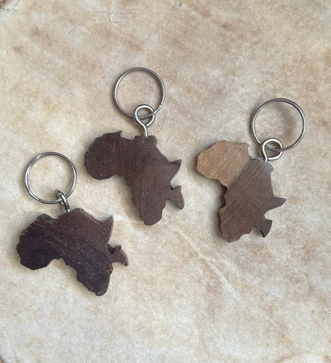 African Carved Wood Keychain: African Continent (one Included in Order ...