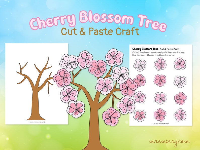 Cherry Blossom Tree Craft, Spring Craft for Kids, Spring Cut and Paste ...