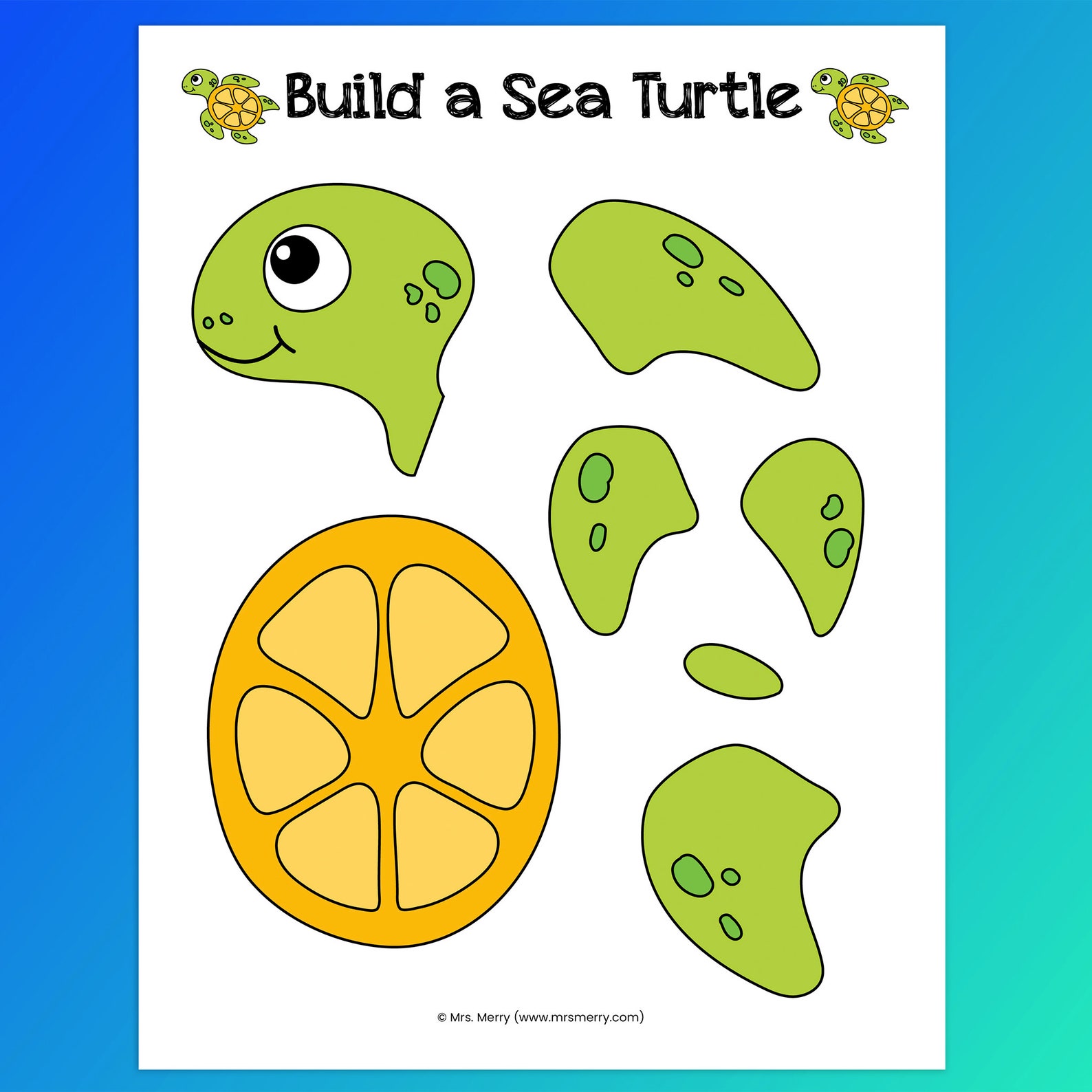 Make a Sea Turtle Craft | Sea Turtle Printable Kids Activity - Etsy