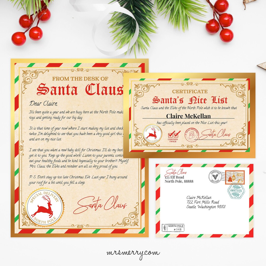Letter From Santa, Personalized Letter From Santa, Editable Letter ...