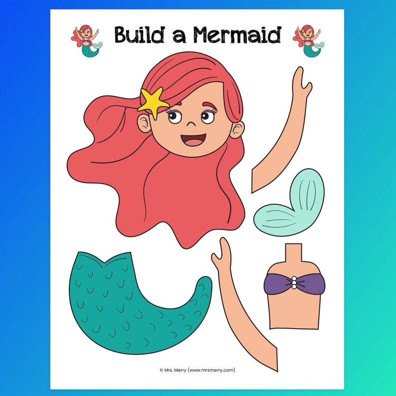 Make a Mermaid Craft for Kids | Mermaid Printable Activity - Etsy