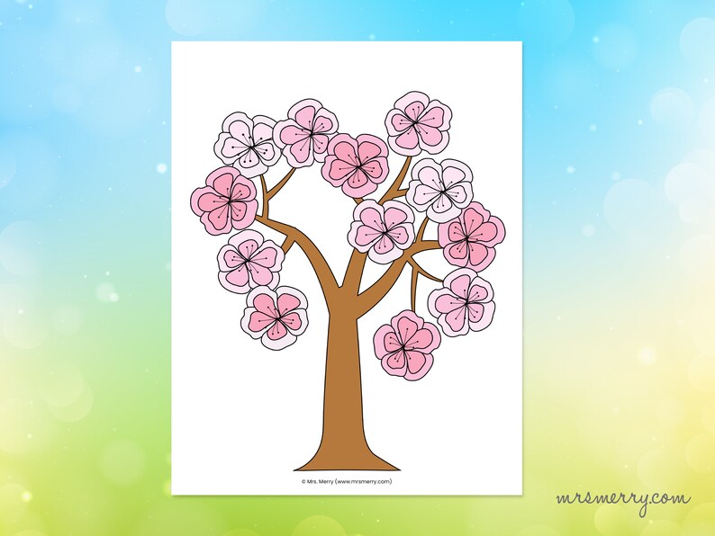 Cherry Blossom Tree Craft, Spring Craft for Kids, Spring Cut and Paste ...