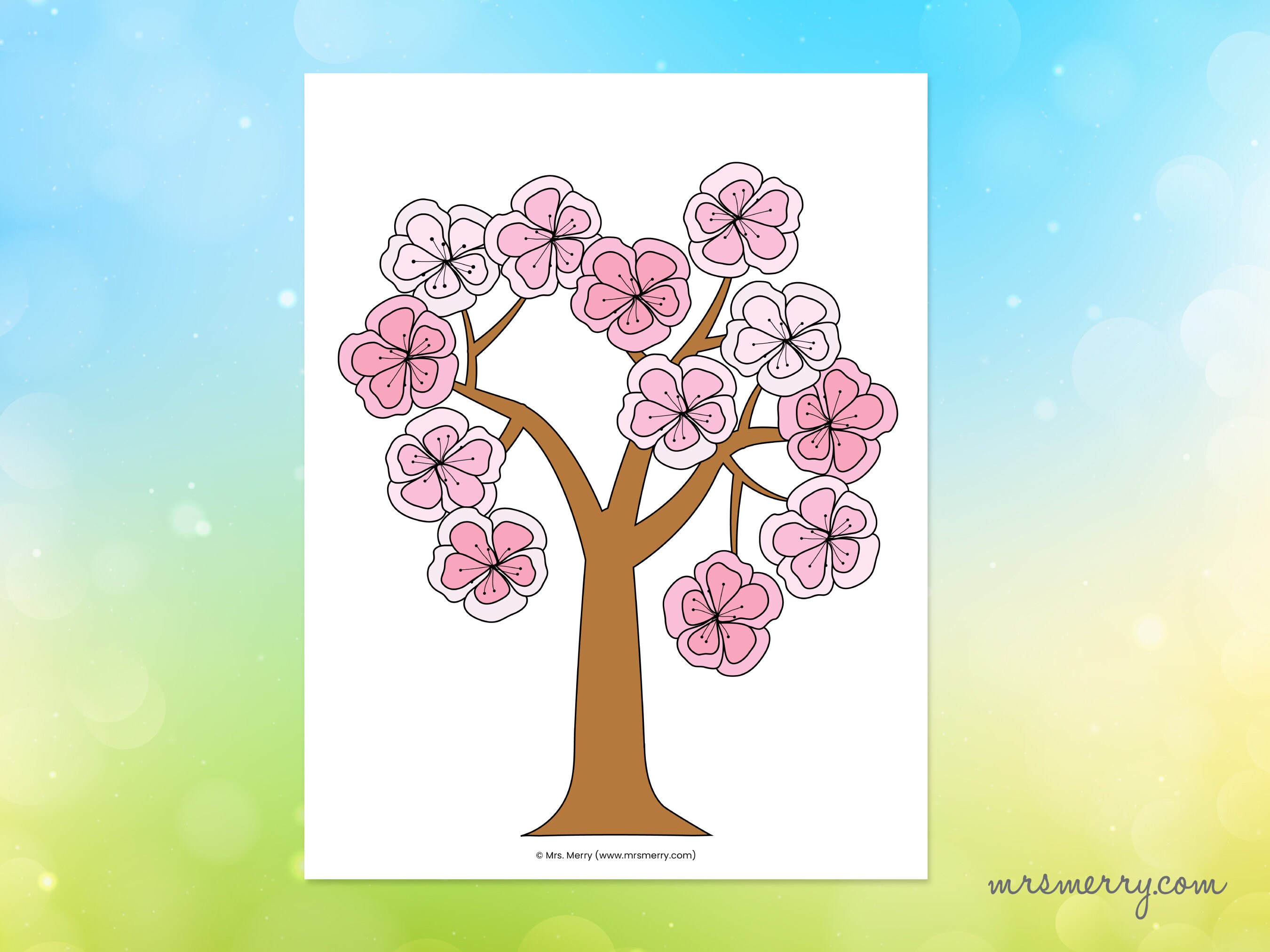Cherry Blossom Tree Craft, Spring Craft for Kids, Spring Cut and Paste ...