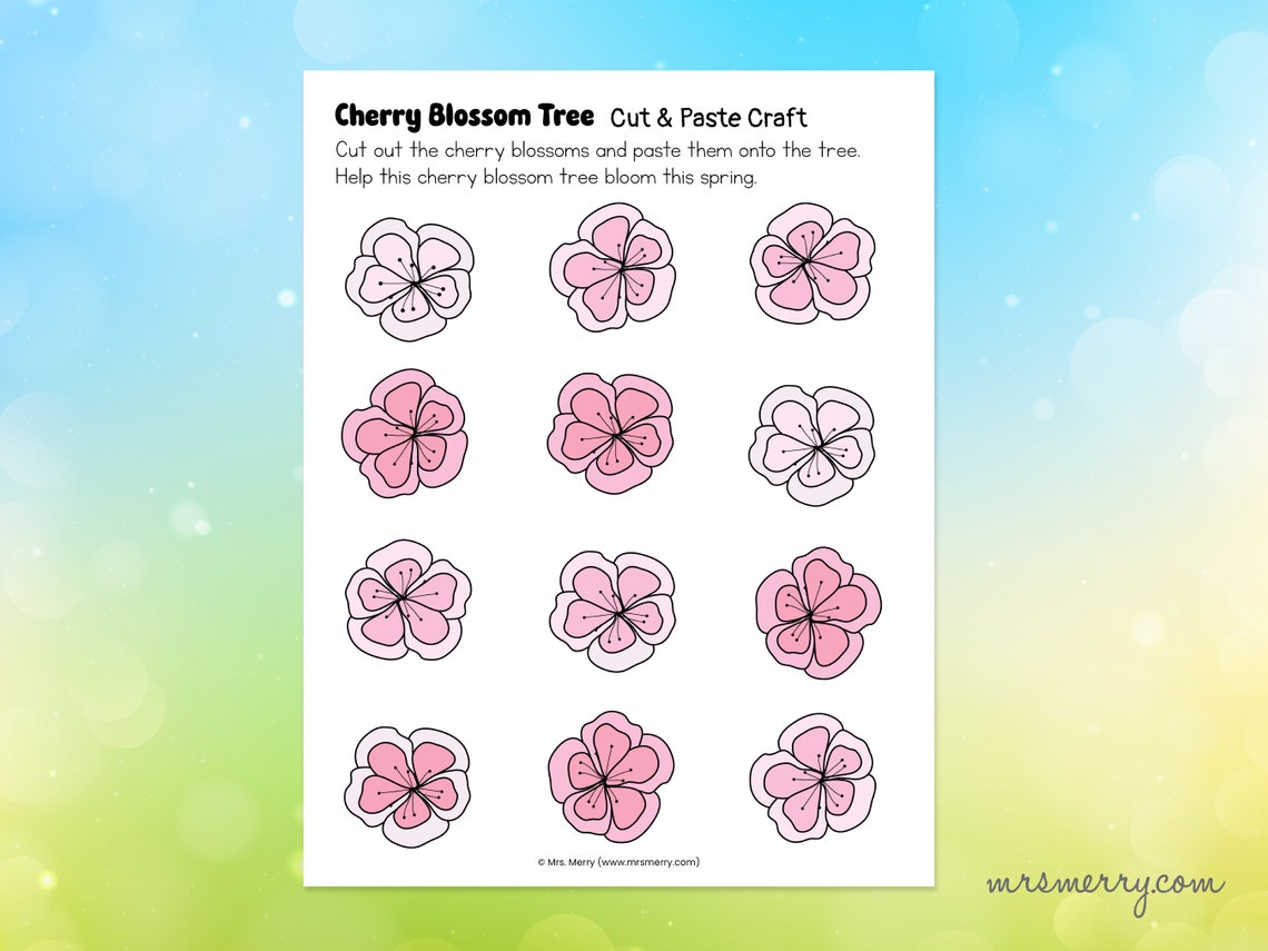Cherry Blossom Tree Craft, Spring Craft for Kids, Spring Cut and Paste ...