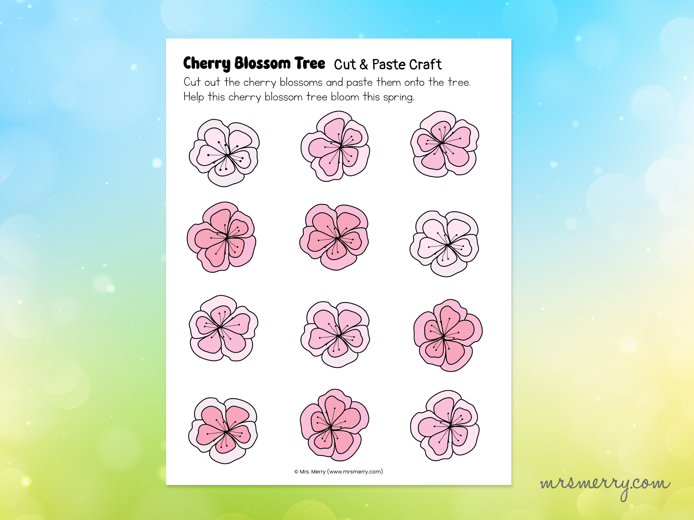 Cherry Blossom Tree Craft, Spring Craft for Kids, Spring Cut and Paste ...