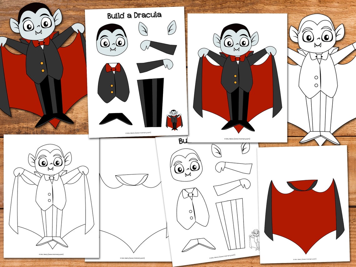 Builld a Dracula Craft | Vampire Template | Printable Halloween Craft ...
