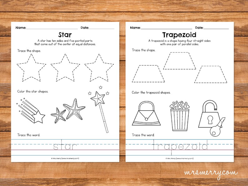 16 Shape Tracing Worksheets | Shape Printables for Preschool ...