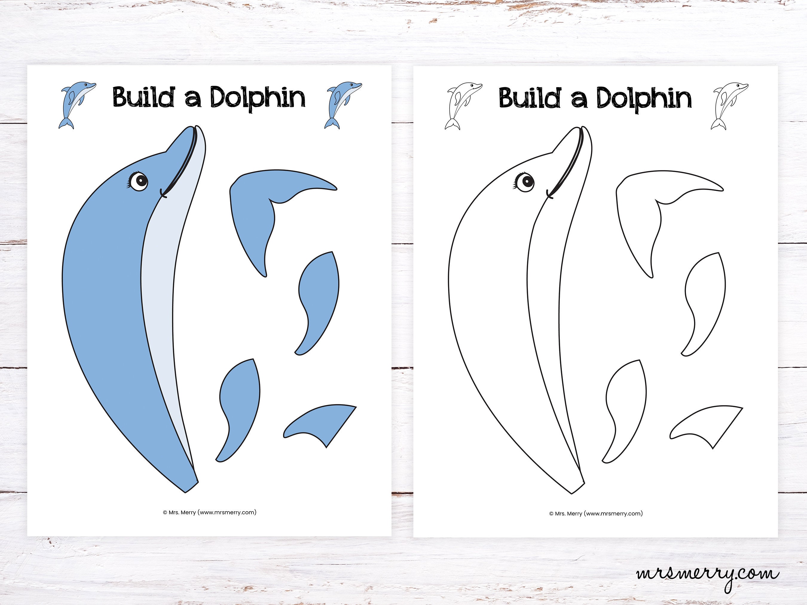 Make a Dolphin Craft | Dolphin Printable Activity for Kids - Etsy