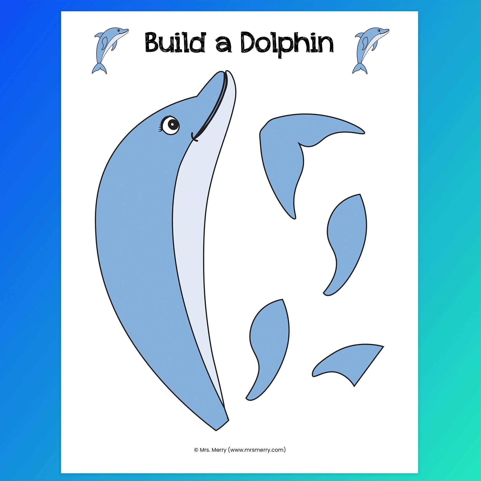 Make a Dolphin Craft | Dolphin Printable Activity for Kids - Etsy