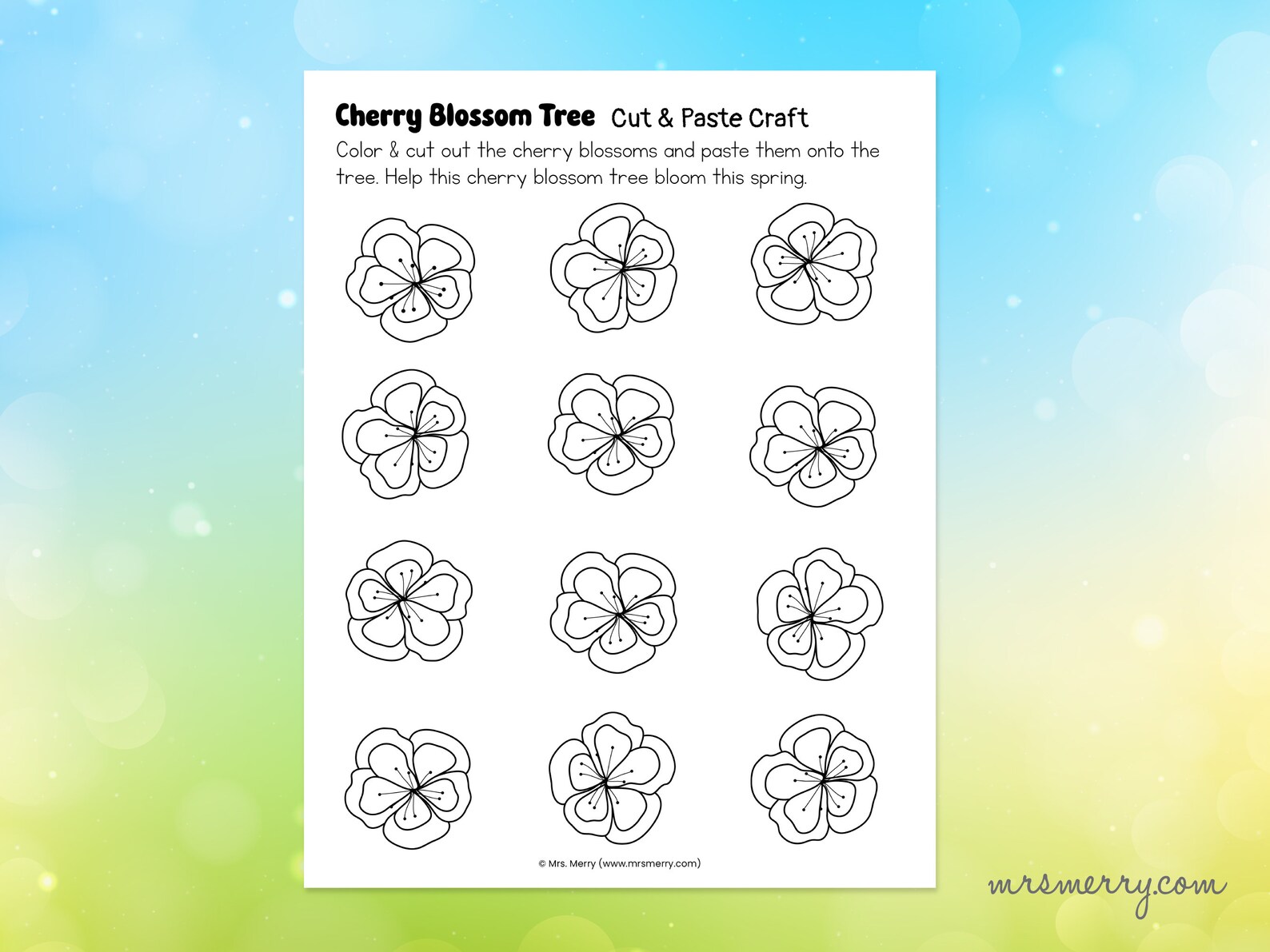 Cherry Blossom Tree Craft, Spring Craft for Kids, Spring Cut and Paste ...