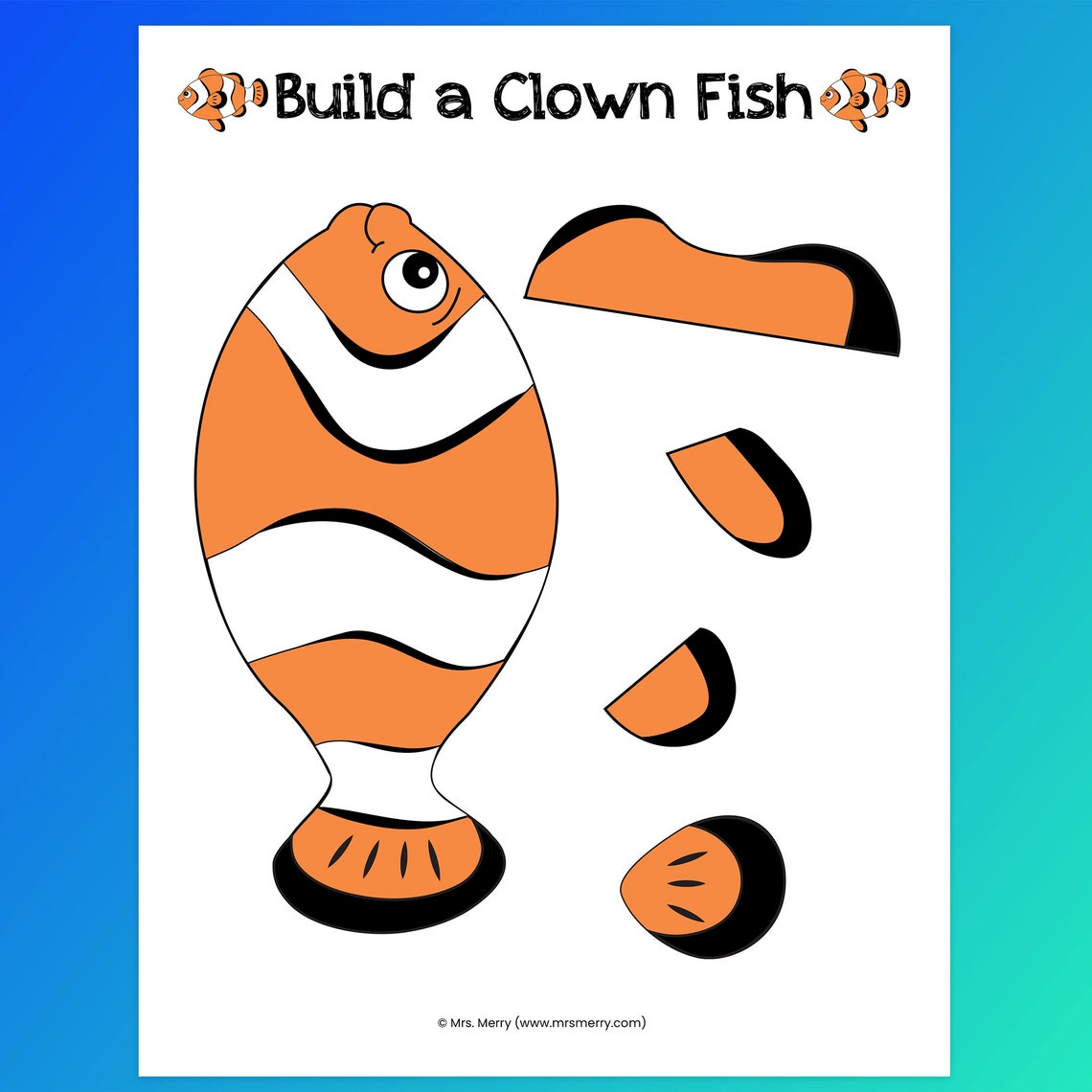 Make a Clown Fish Craft | Sea Animal Printable for Kids - Etsy