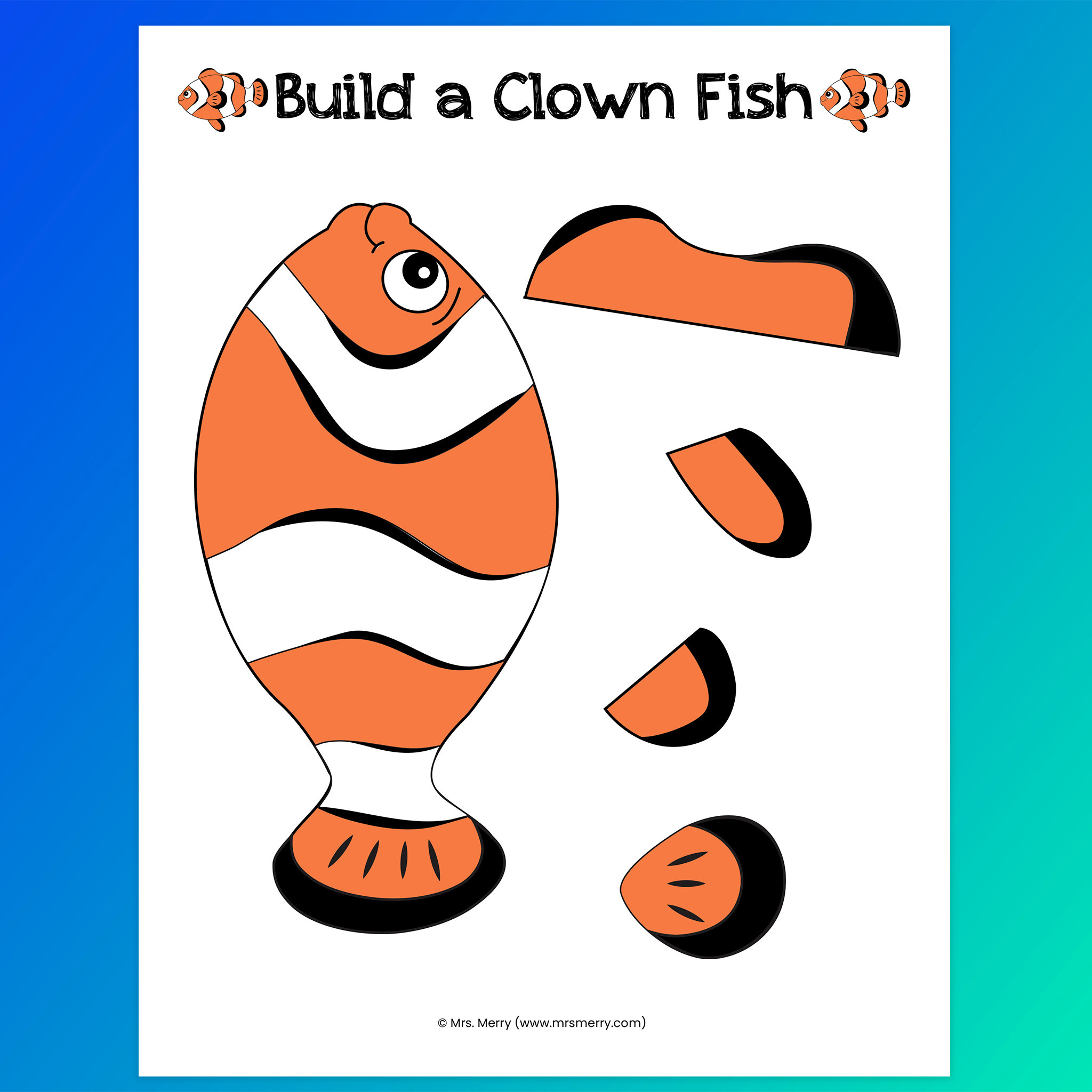 Make a Clown Fish Craft | Sea Animal Printable for Kids - Etsy