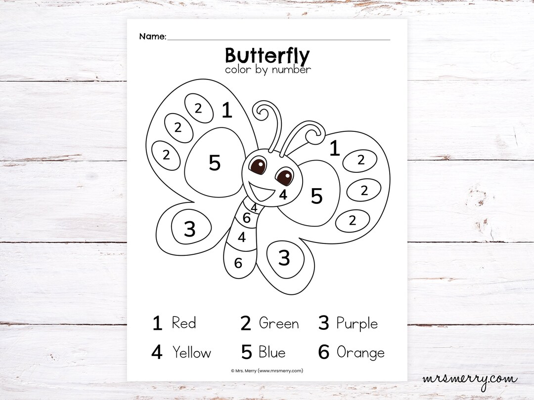 Butterfly Color by Number Printable - Etsy