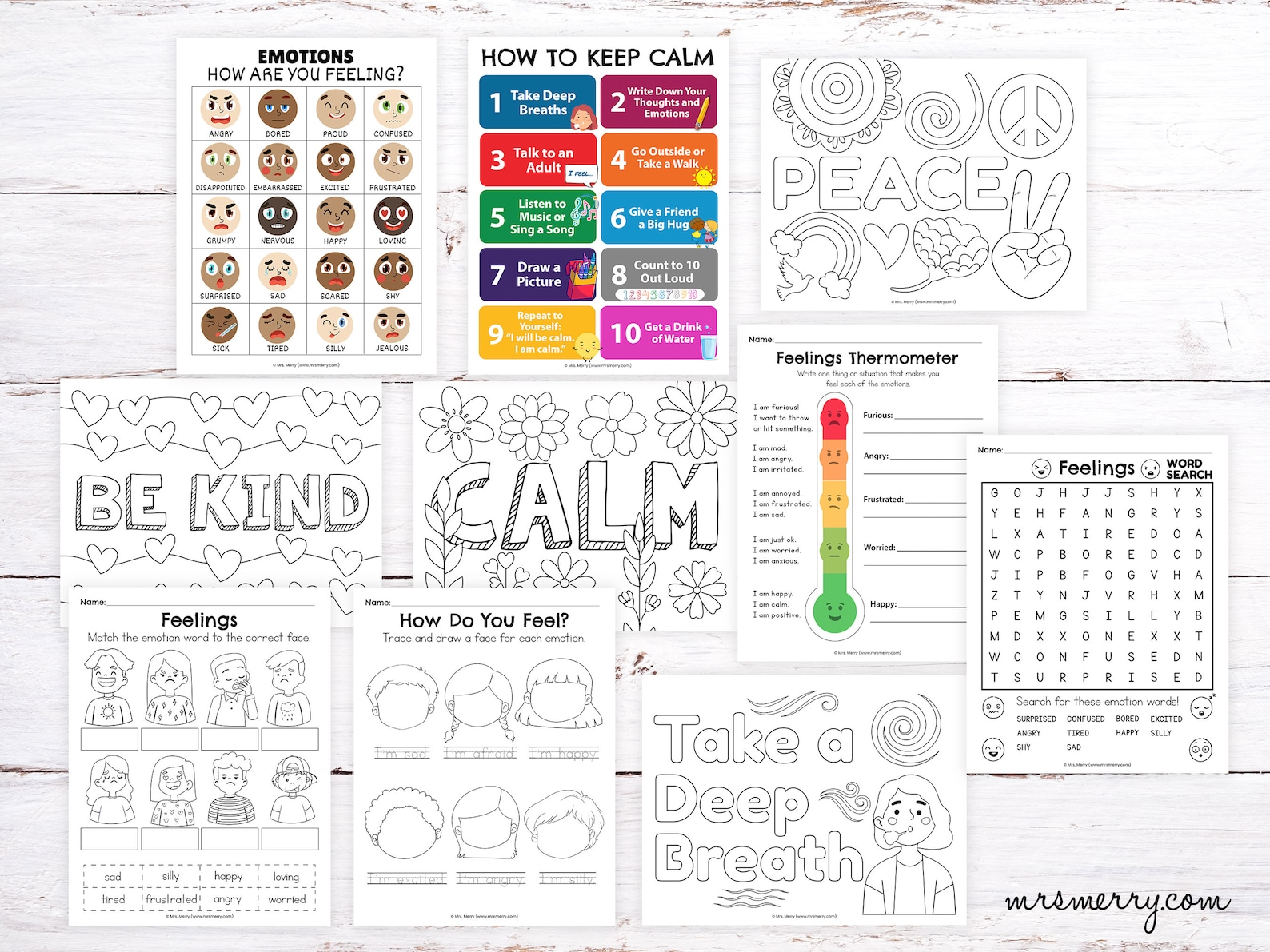 Feelings and Emotions Worksheets, Feelings Thermometer, Emotions ...