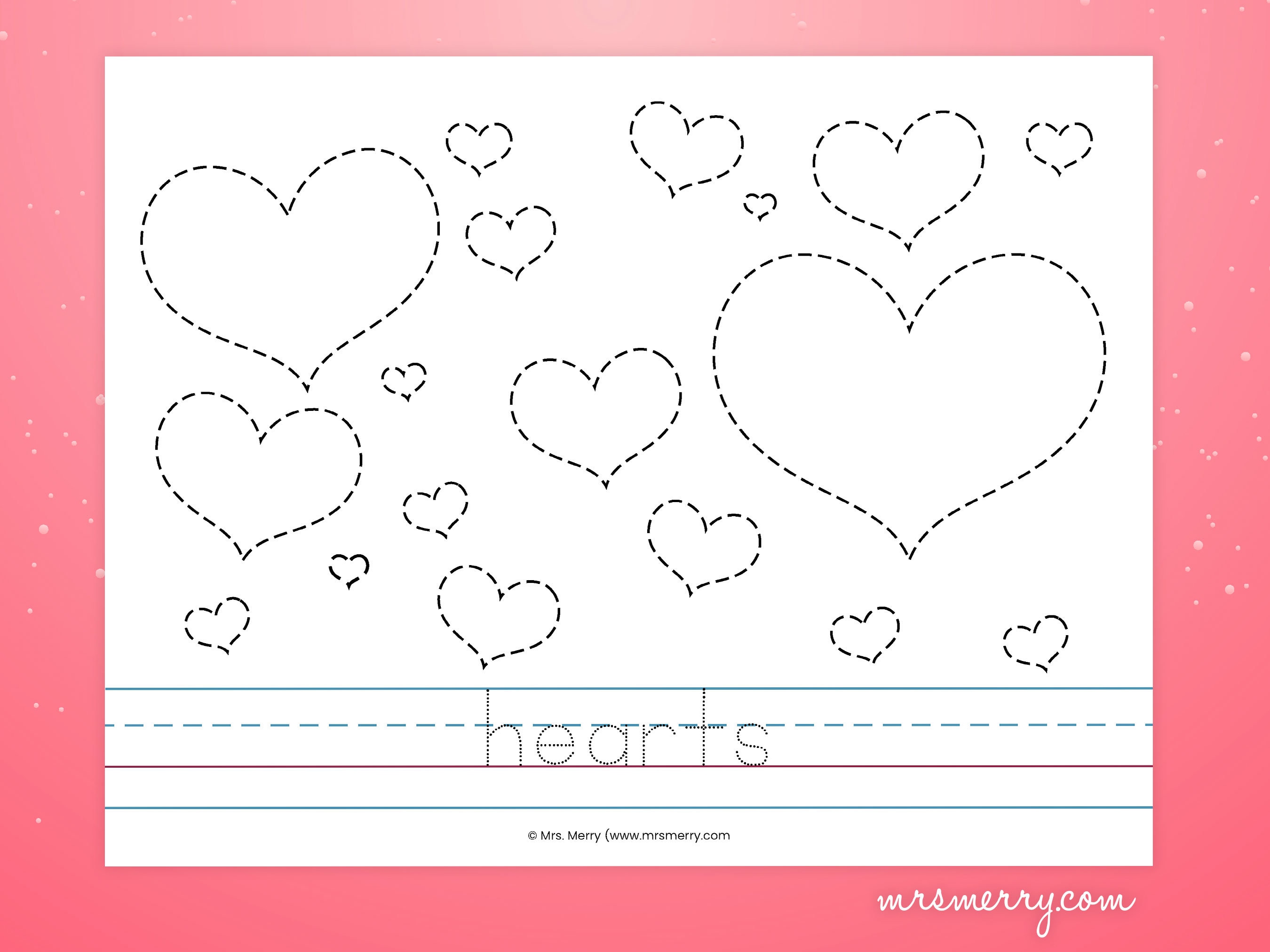 Valentine's Day Tracing Worksheets, Heart Tracing, Preschool Worksheets ...