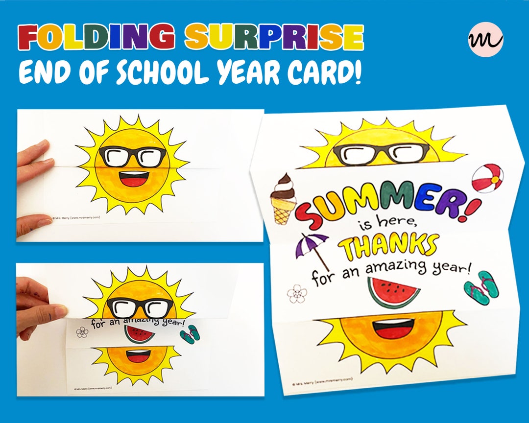 Folding Surprise End of School Year Card, Teacher Gift, Teacher Thank ...
