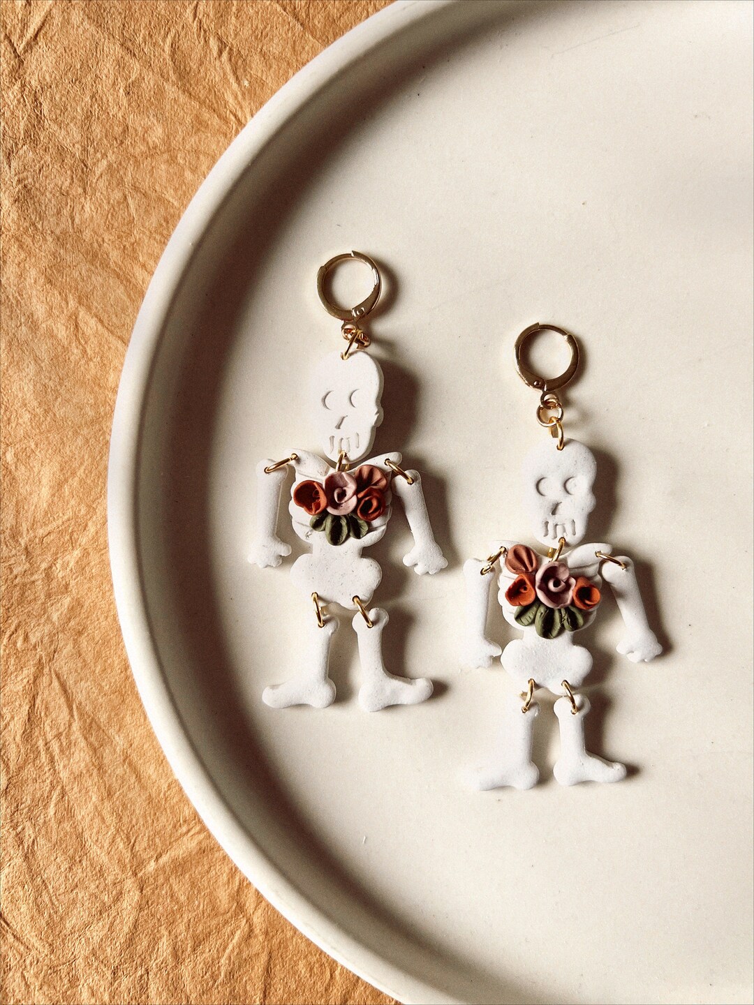 Skeleton Earrings Floral Skeleton Earrings Halloween - Etsy