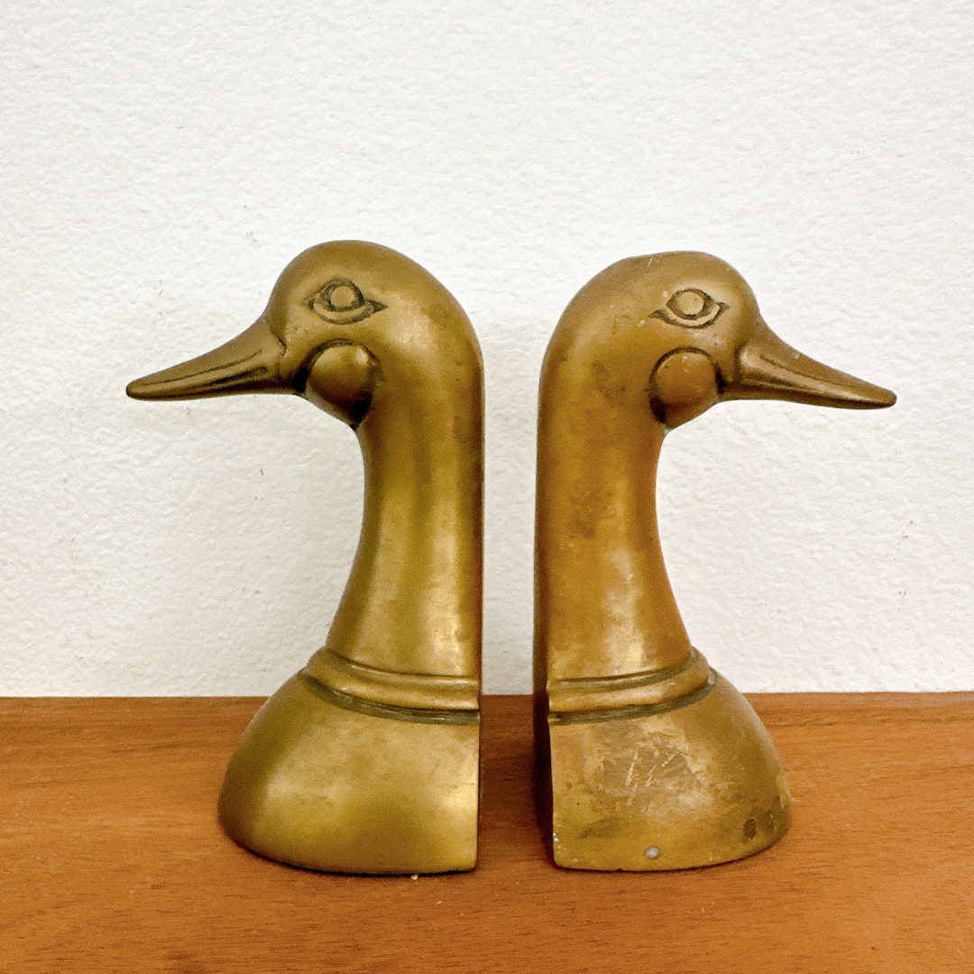 Vintage Mid Century Modern Brass Duck Head Face Bookends A Pair - Etsy
