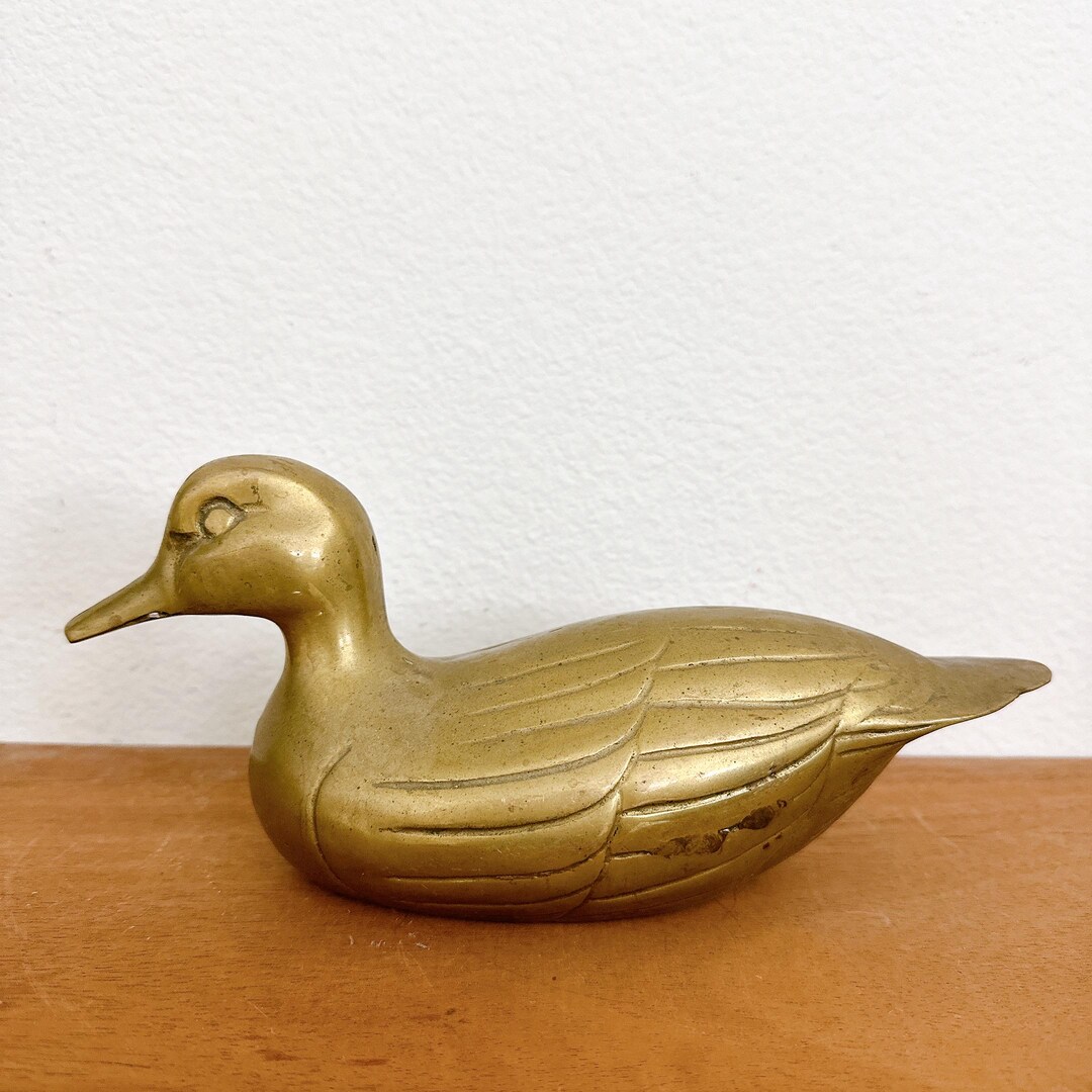 Vintage Mid Century Modern Brass Duck Sculpture - Brass Collectible ...