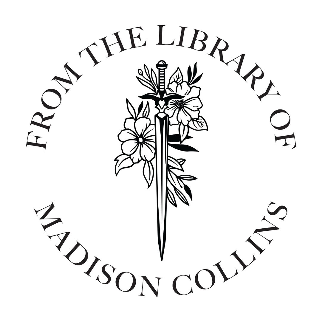 Personalized Floral Sword Book Stamp: Library Embosser, Wooden or Self ...