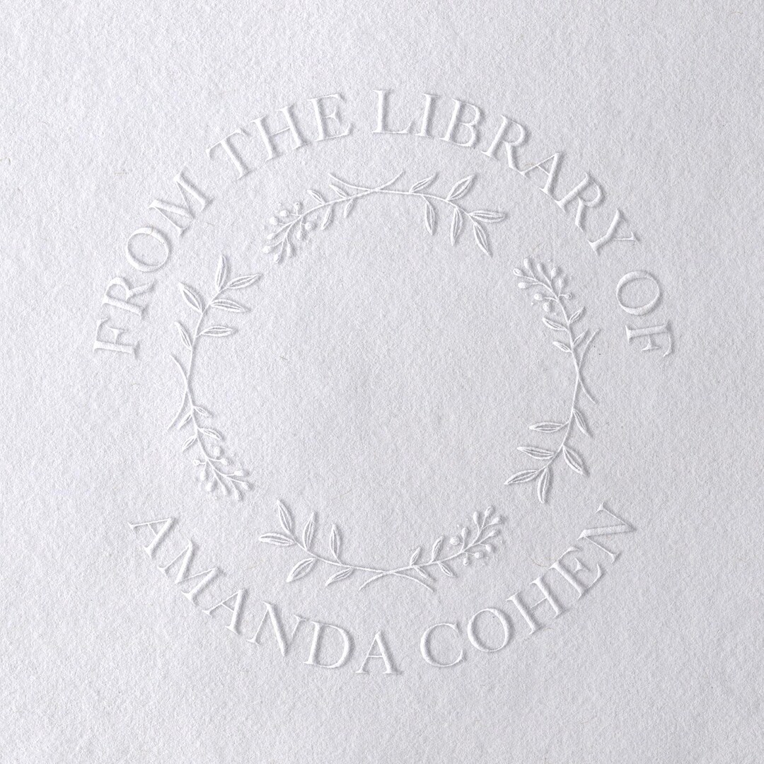 Personalized Wreath Book Embosser for Library Books, Library Embossing ...