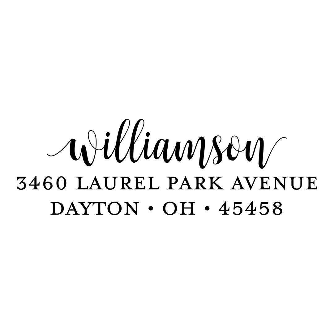 Custom Script Font Address Stamp: Self Inking or Wooden - Etsy