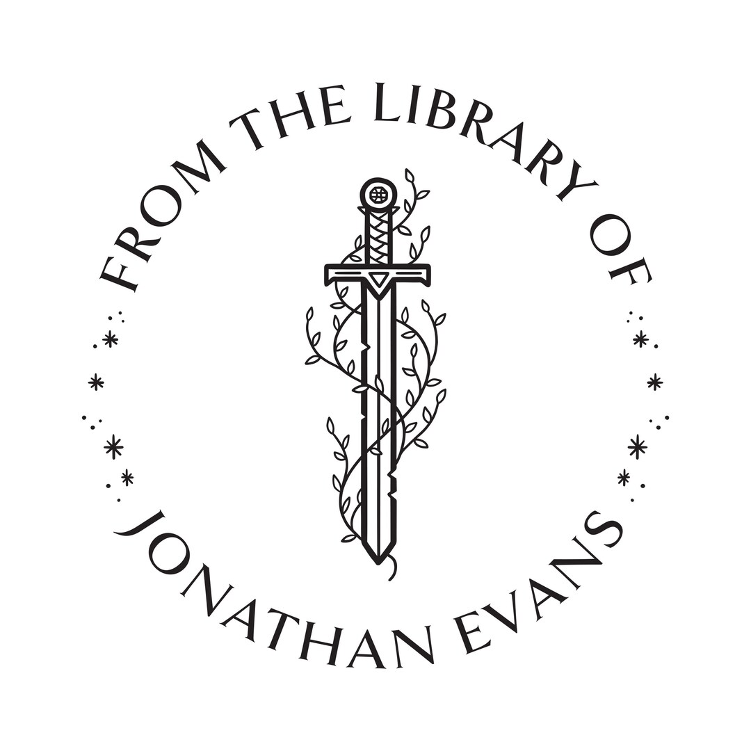 Personalized Fantasy Sword Book Stamp or Book Embosser, Library Book ...
