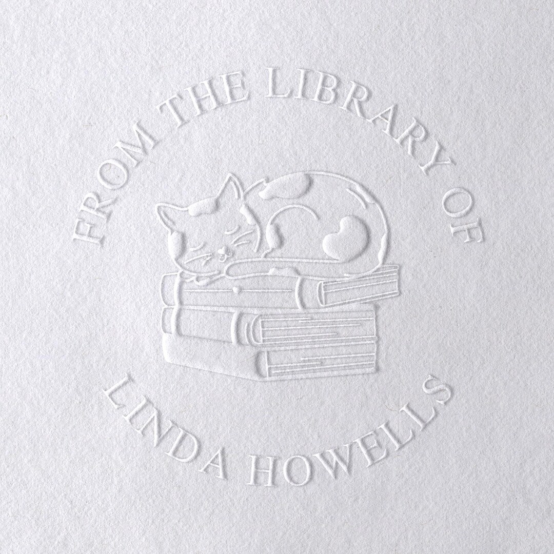 Personalized Cat Book Embosser: Custom Library Stamp - Etsy