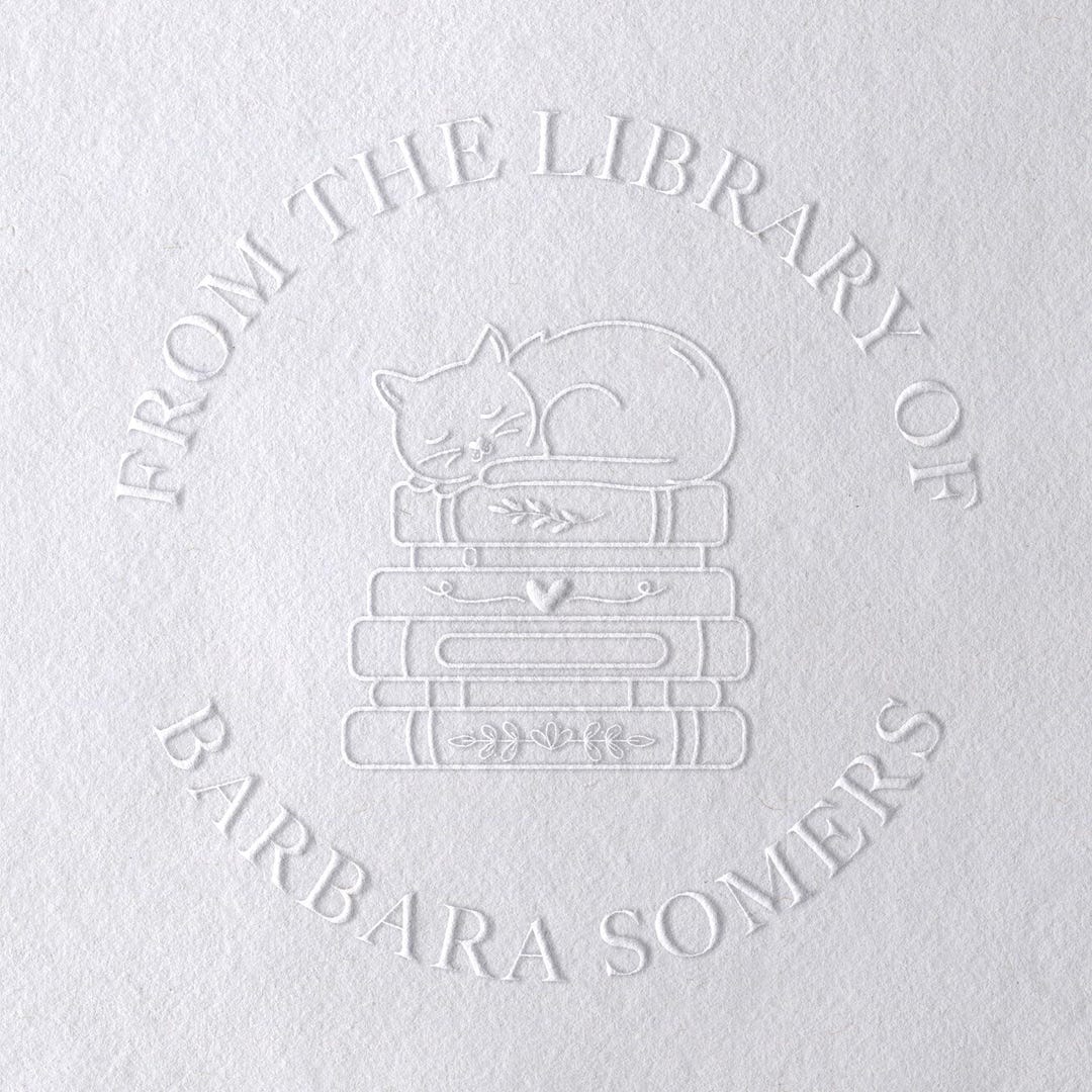 Personalized Cat Book Embosser: Custom Library Stamp - Etsy