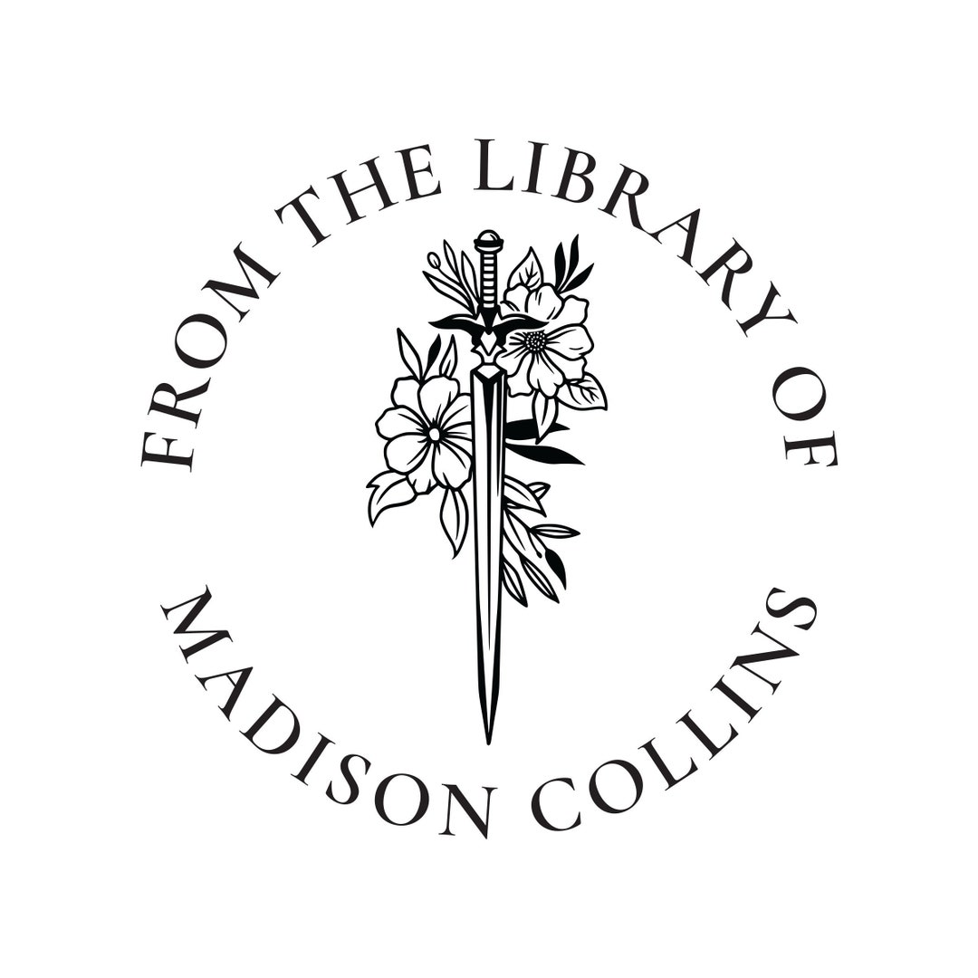 Personalized Floral Sword Book Stamp Book Embosser, Library Book ...