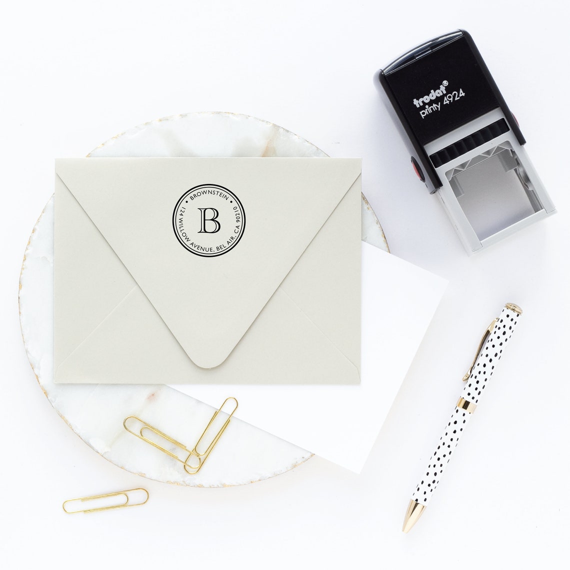 Personalized Monogram Return Address Stamp: Wooden or Self Inking - Etsy