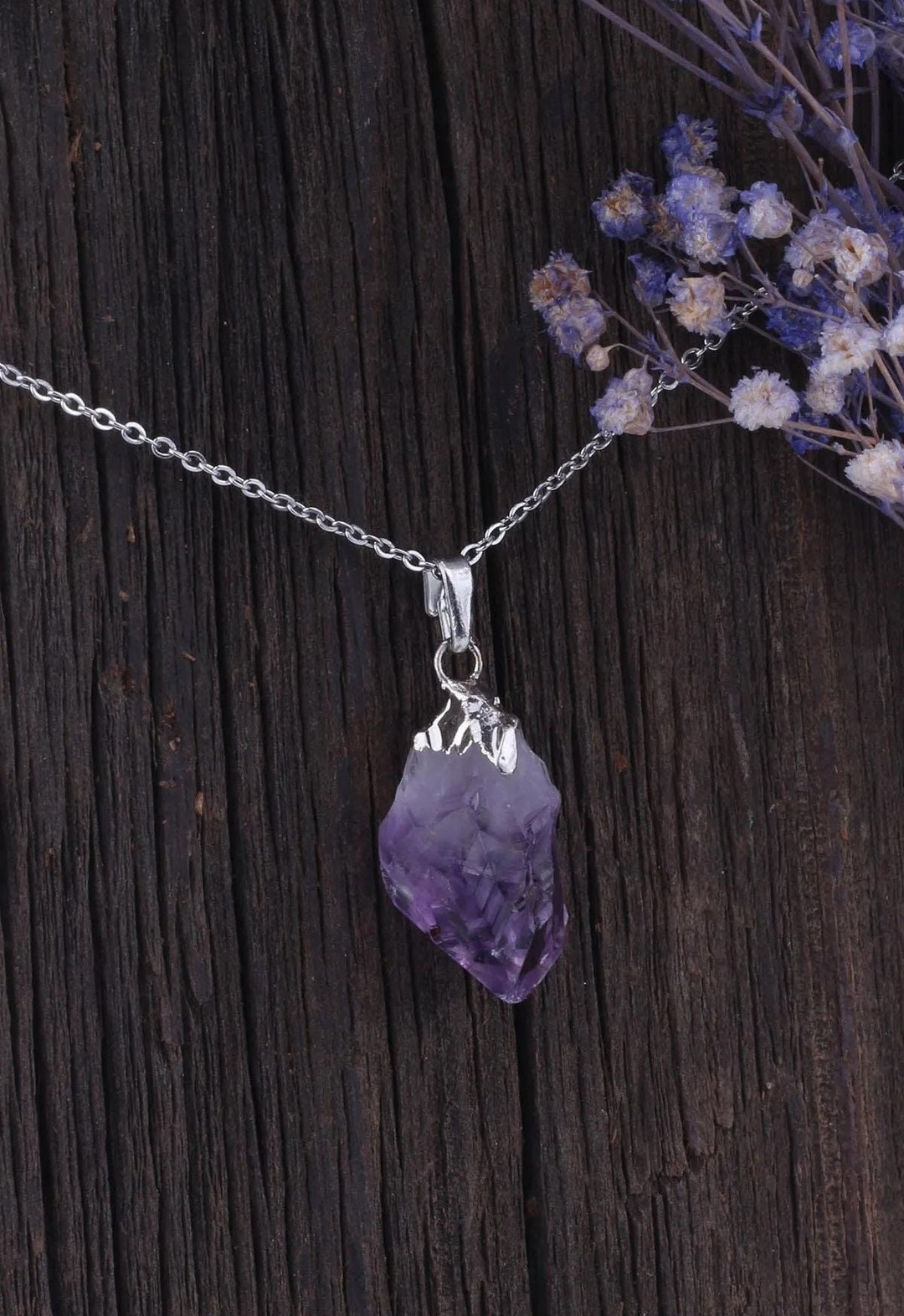 Amethyst Necklace Raw Amethyst Point Raw Amethyst Pendant - Etsy